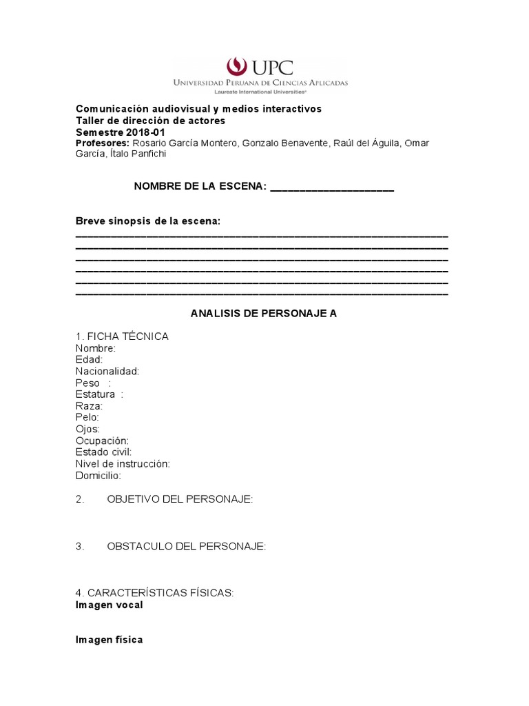 Ficha de Análisis de Personajes | PDF