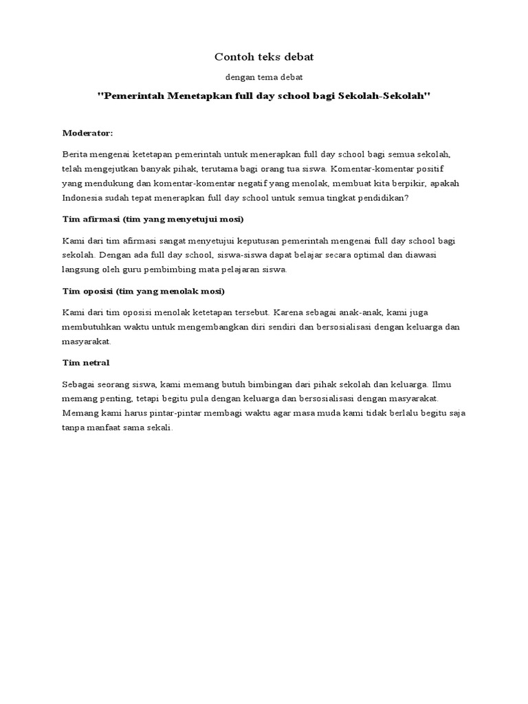 Contoh Teks Debat | PDF