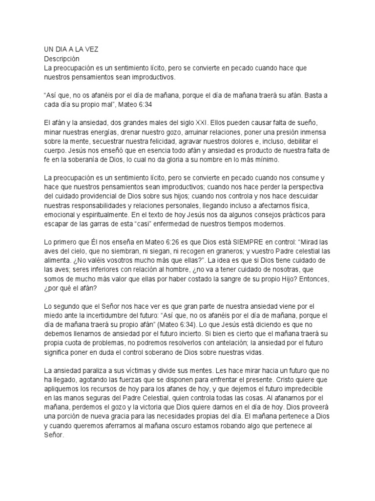 Vivir un Día a la Vez según la Biblia | PDF | Jesús