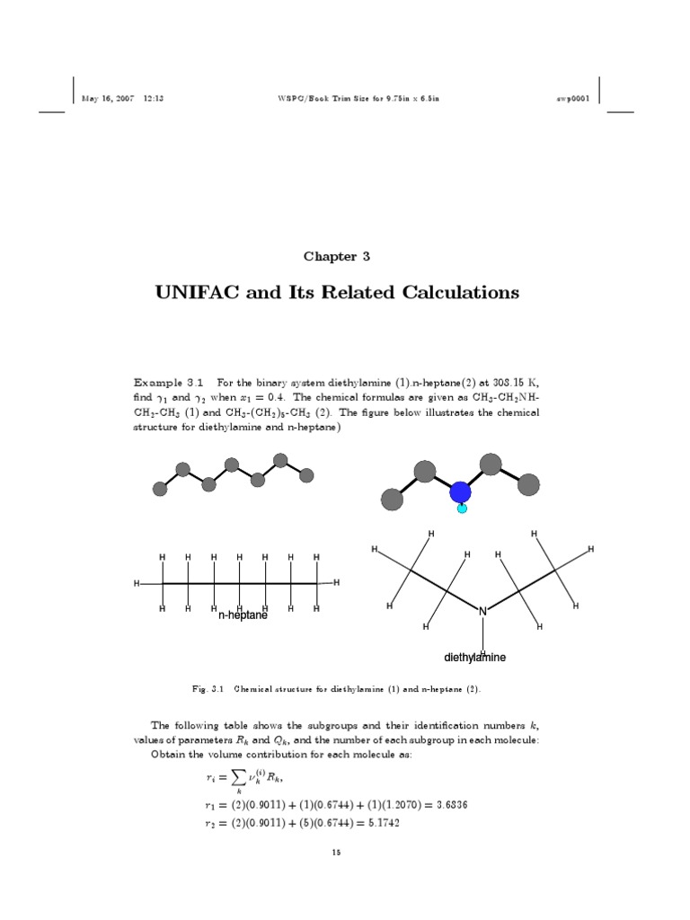 UNIFAC Model Calculations Explained | PDF
