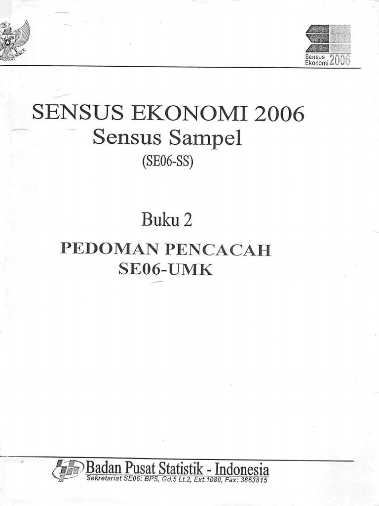Pedoman Pencacah SE06-UMK Buku 2 Sensus Ekonomi 2006 Sensus Sampel | PDF