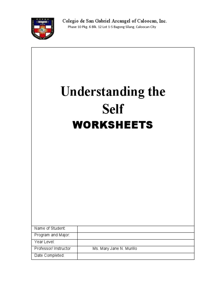 Self-Understanding Worksheets Guide | PDF | Self | Emotions