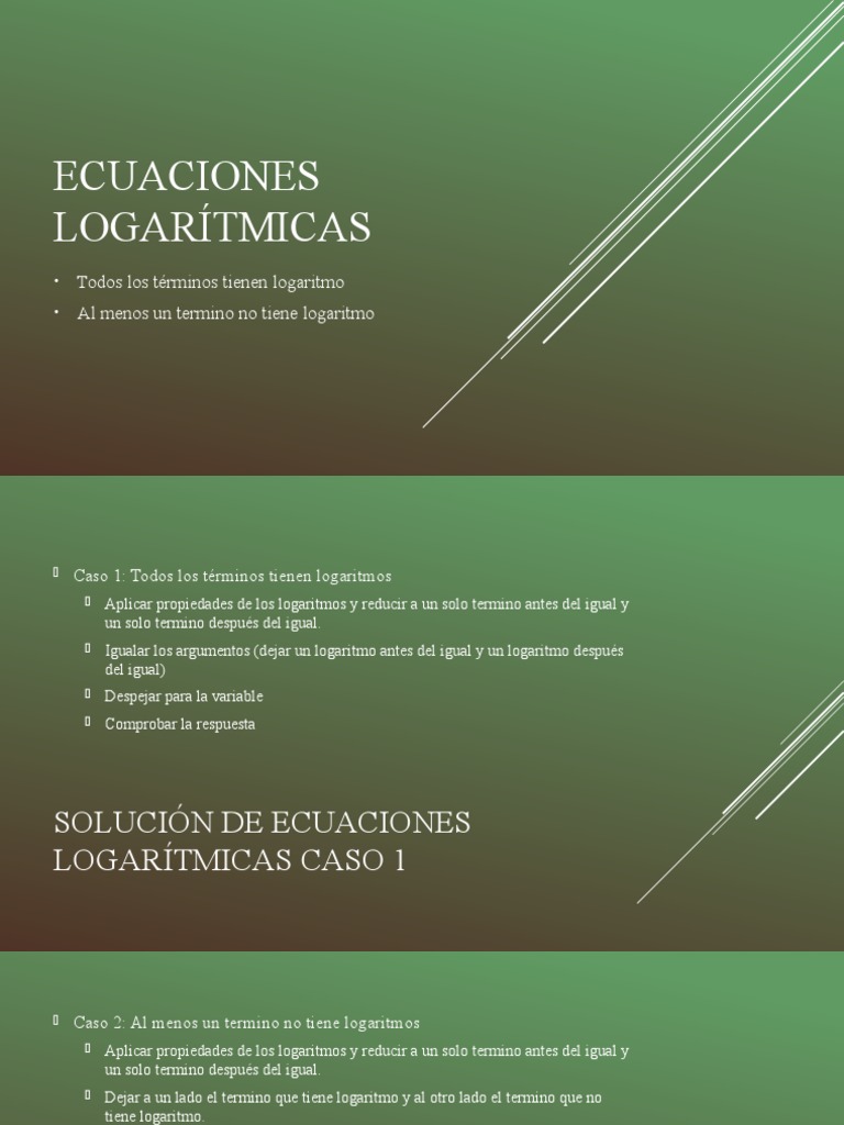 Clase 04 Ecuaciones Logaritmicas | PDF | Logaritmo | Combinatoria