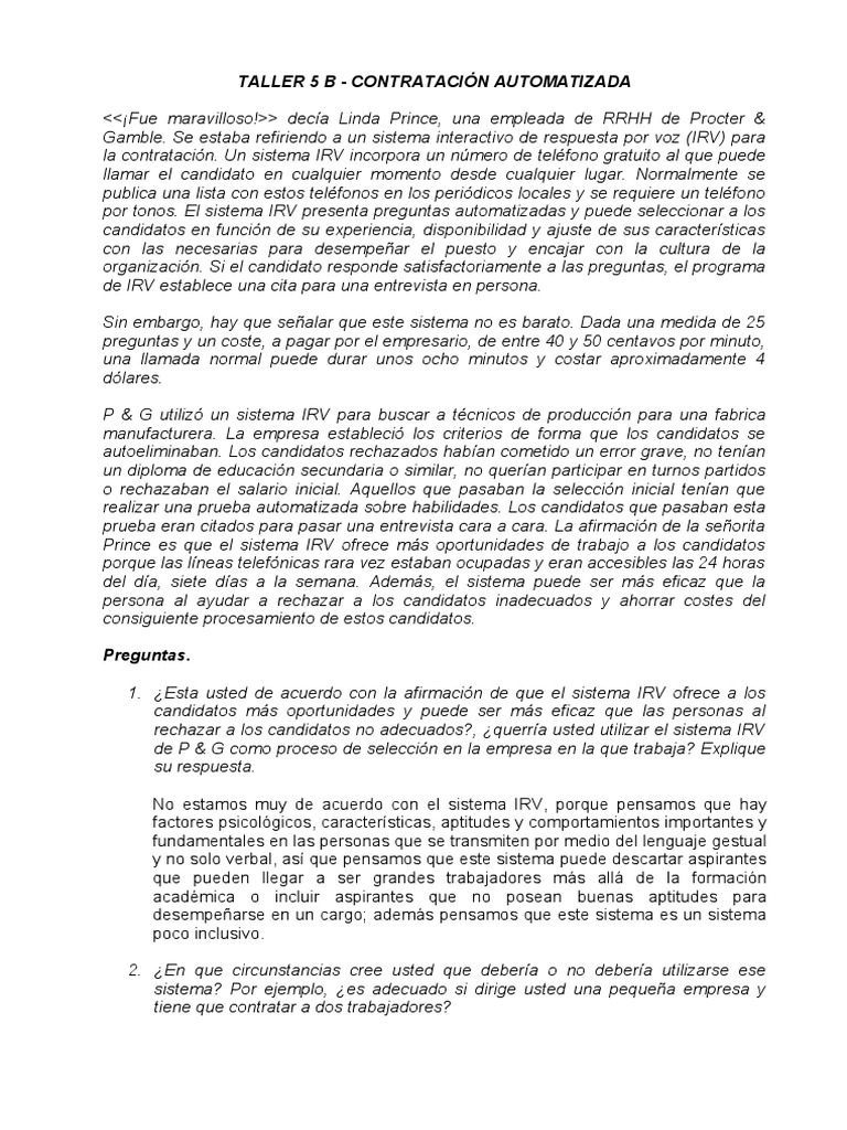 Taller 5C Automatizado | PDF | Procter & Gamble