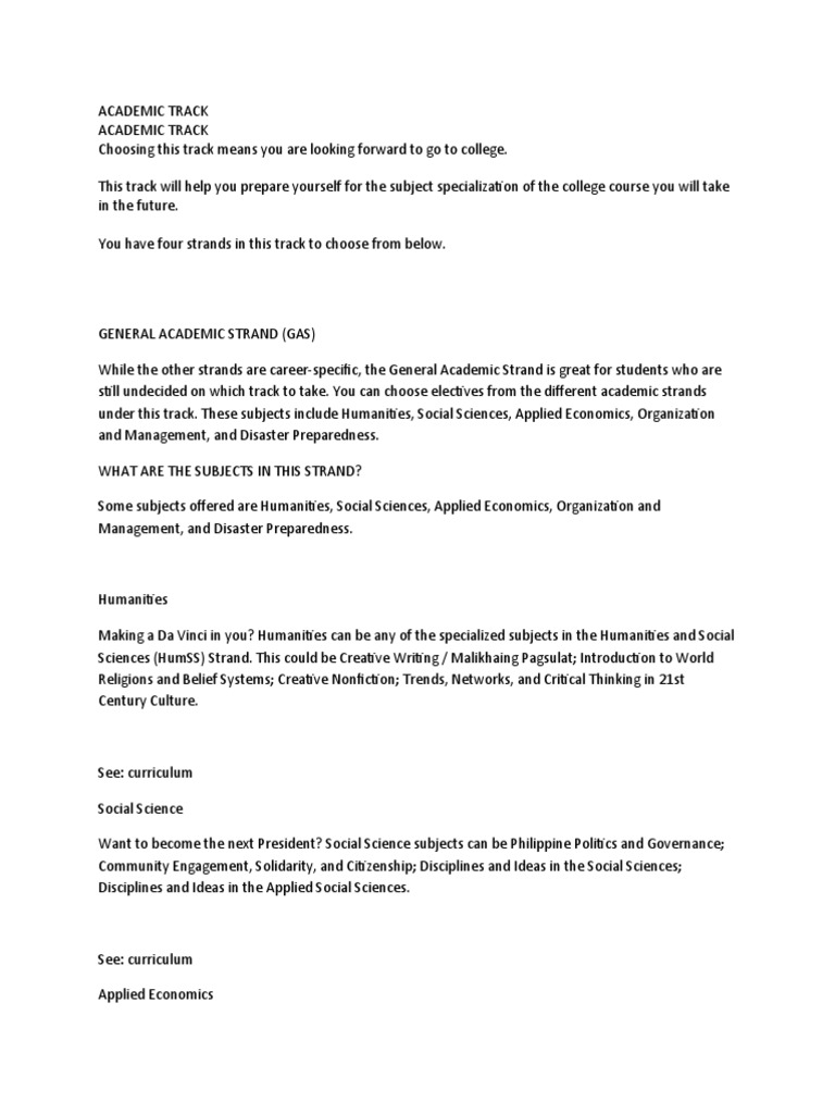 General Academic Strand | PDF | Science, Technology, Engineering, And ...
