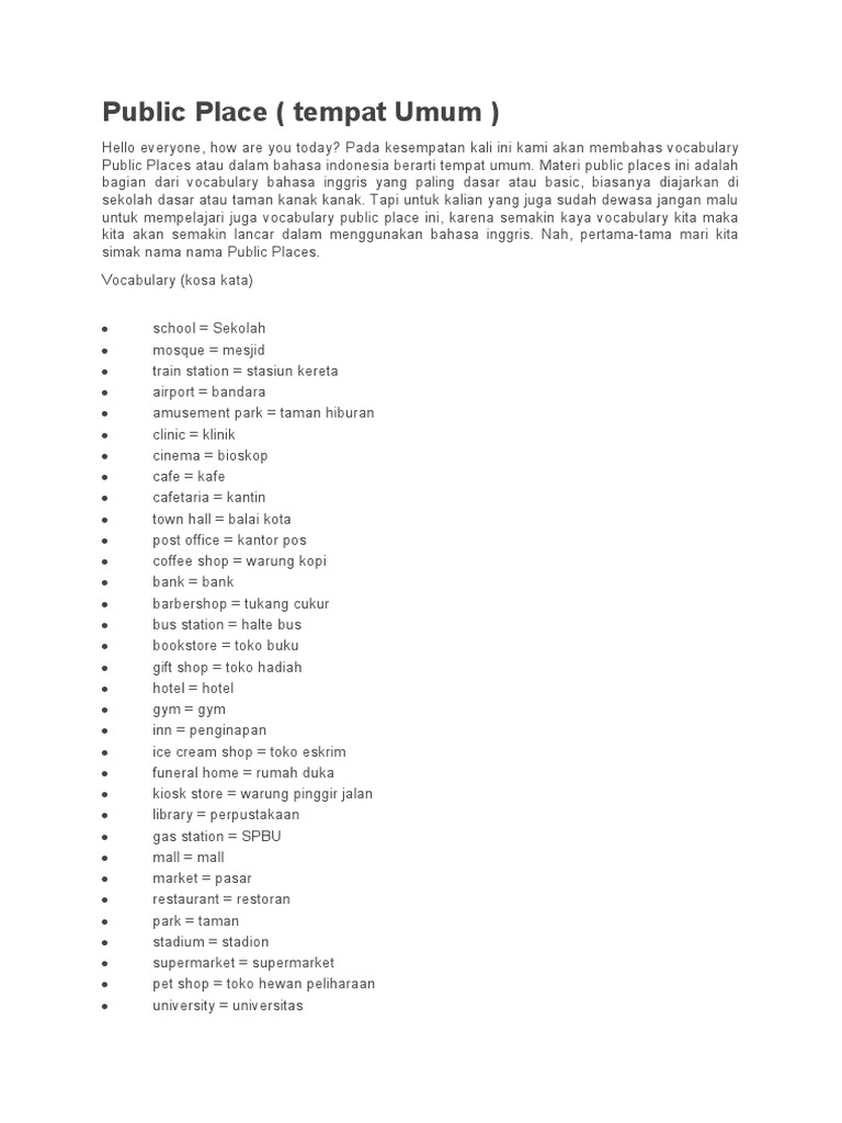 Materi Public Place | PDF