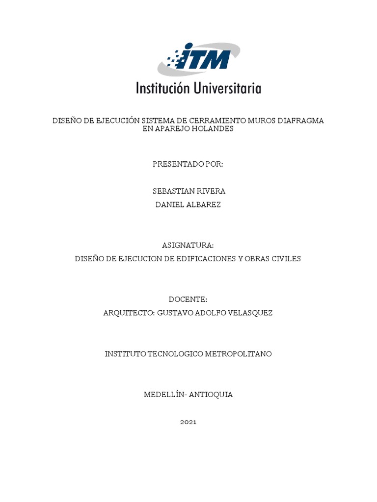 Diseño de Ejecucion Mamposteria Itm | PDF | Hormigón | Acero