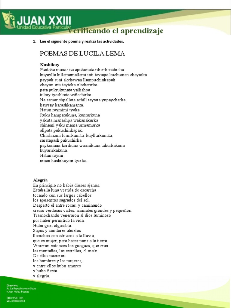 Taller De La Poesía Kichwa Pdf