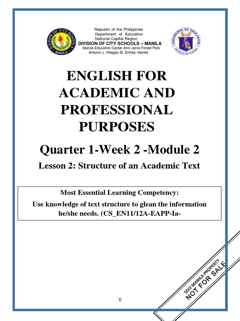English For Academic and Professional Purposes: Quarter 1-Week 2 ...