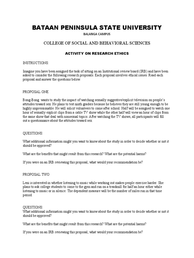 Activity On RESEARCH ETHICS | PDF | Institutional Review Board | Psychology