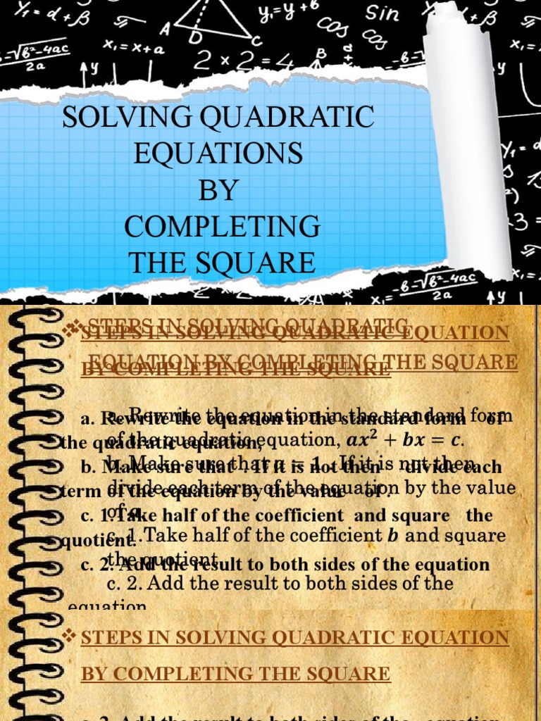 Solving Quadratics by Completing Square | PDF | Quadratic Equation ...