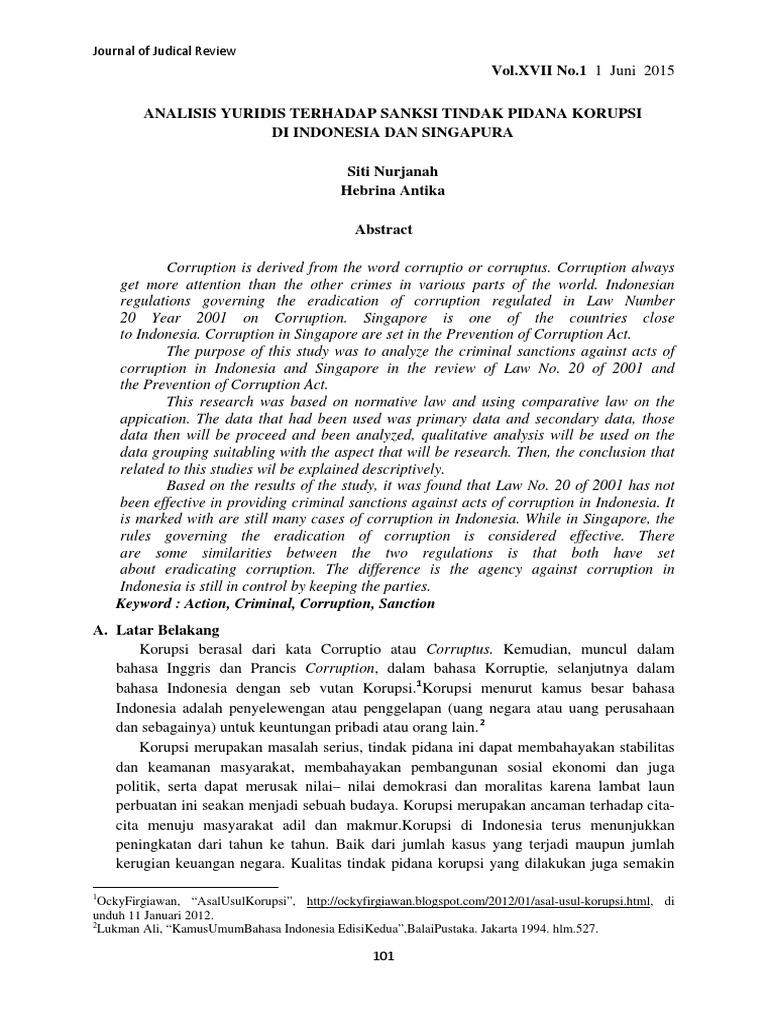 Analisis Yuridis Terhadap Sanksi Tindak Pidana Korupsi Di Indonesia Dan ... Analisis Yuridis Terhadap Sanksi Tindak Pidana Korupsi Di Indonesia Dan ...