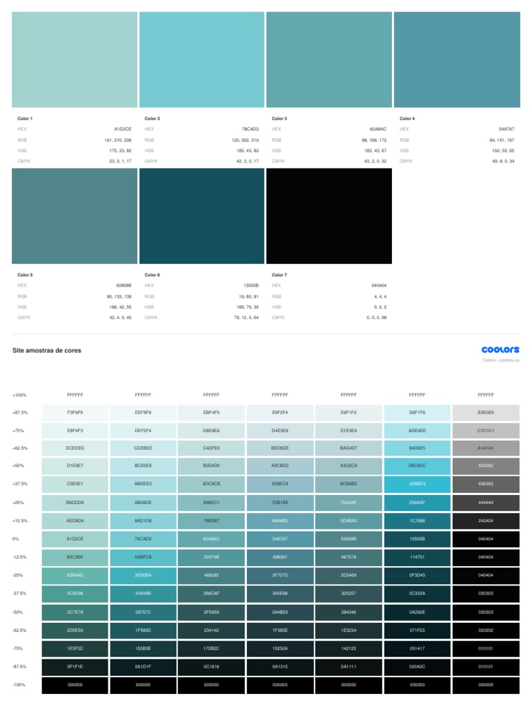 Color Palette Specifications and Samples | PDF | Rgb Color Model | Graphics