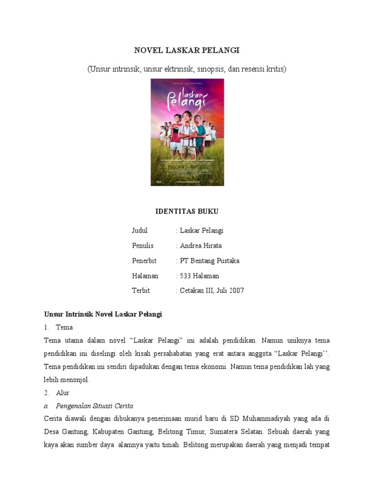 Sinopsip Novel Laskar Pelangi | PDF
