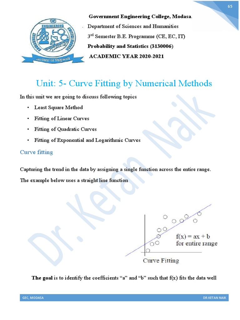 Unit: 5-Curve Fitting by Numerical Methods | PDF | Equations | Logarithm