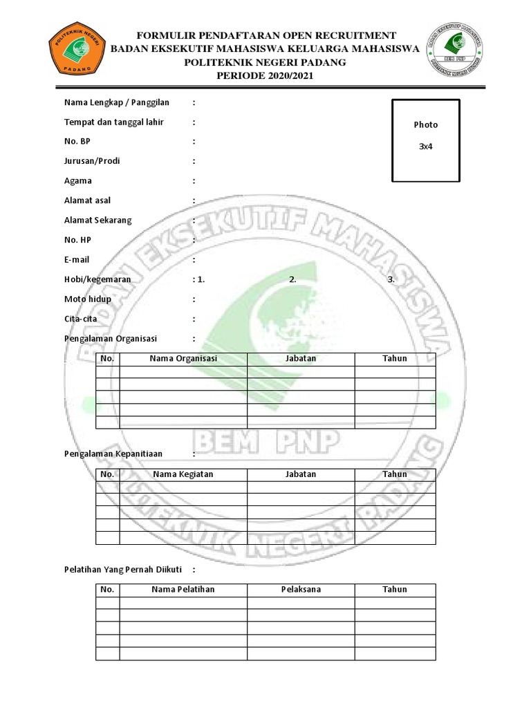 Formulir or Bem KM PNP | PDF