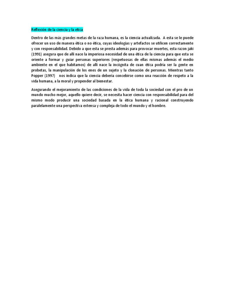 Reflexión de La Ciencia y La Etica | PDF