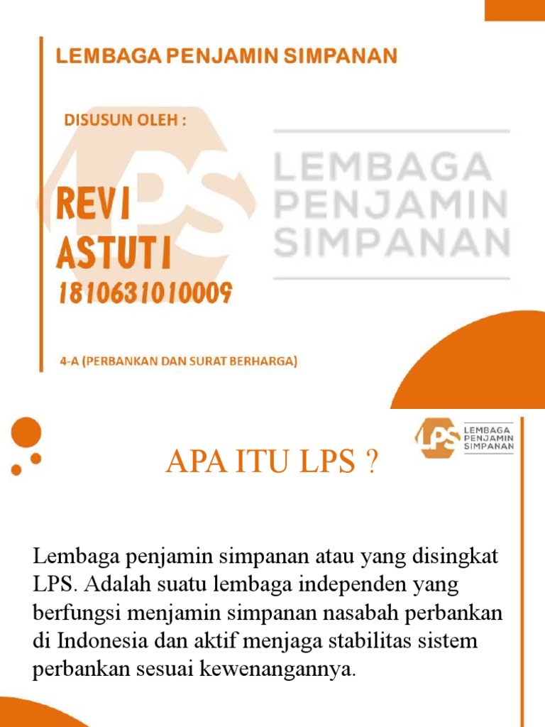 Lembaga Penjamin Simpanan (LPS) | PDF | Pengelolaan Keuangan & Uang