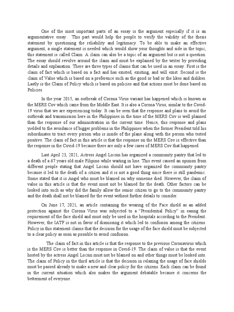 3 Claims | PDF | Essays | Argument