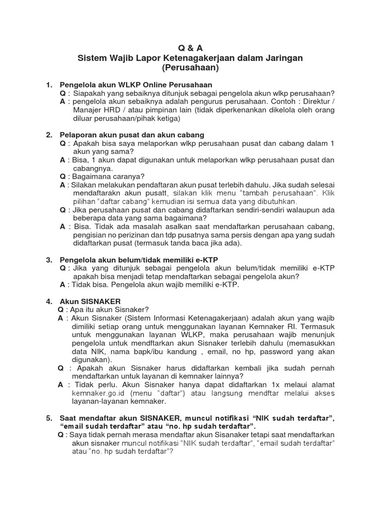 Prosedur WLKP Online untuk Perusahaan | PDF | Karier & Perkembangan ...