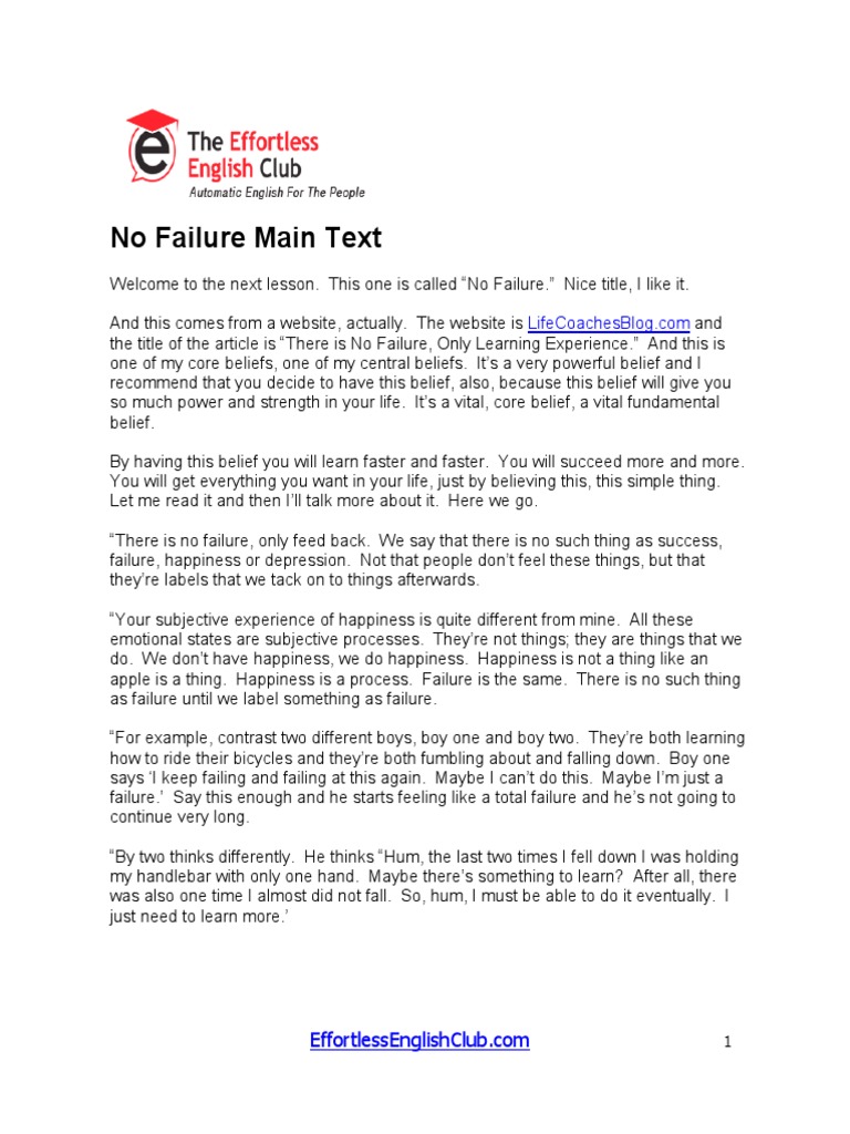 No Failure MAIN | PDF | Failure | Experience