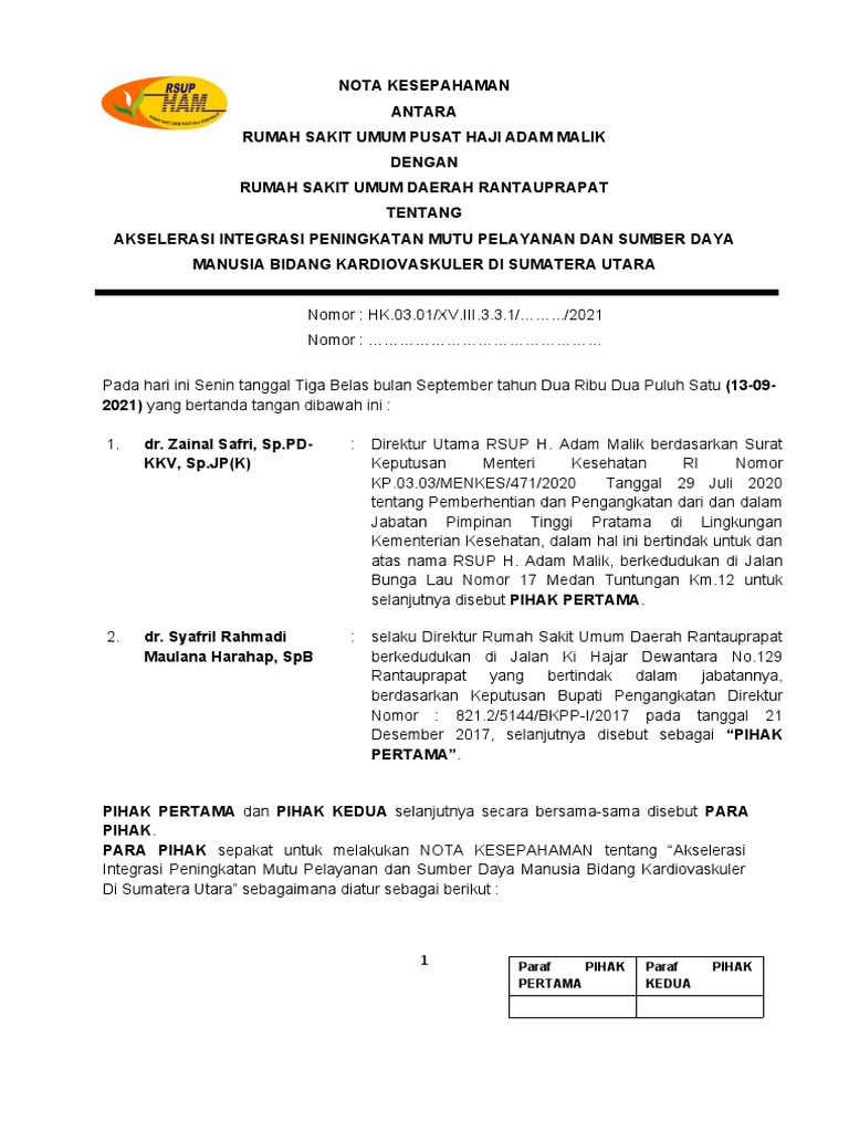 DRAFT MOU 33 JANTUNG New | PDF