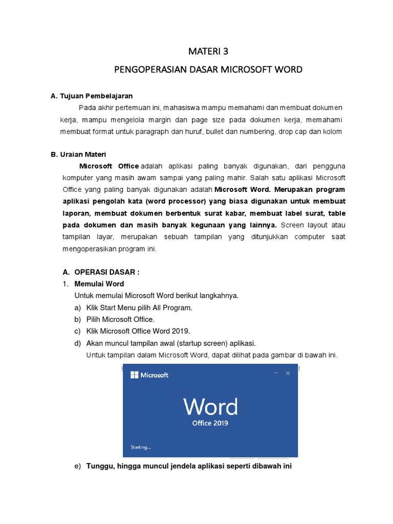 Panduan Pengoperasian Microsoft Word | PDF