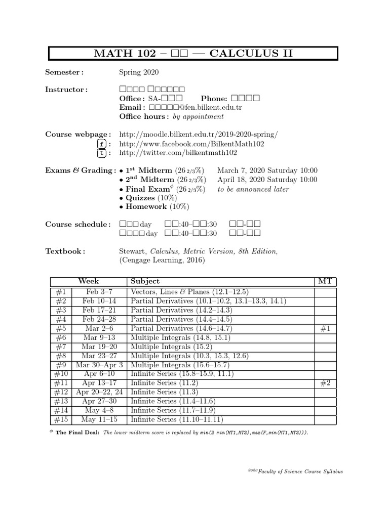 MATH 102 - : - Calculus Ii | PDF | Test (Assessment) | Educational ...