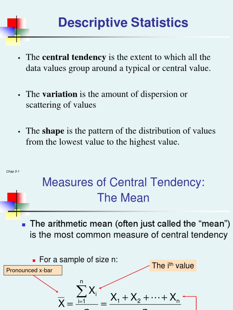 Measures of Central Tendency and Measures of Variation | PDF | Mean ...