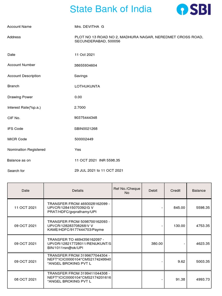 Account Statement | PDF | Debits And Credits | Financial Technology