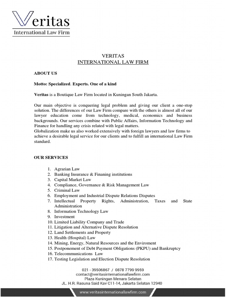 Veritas International Law Firm Overview | PDF | Law Firm | Lawyer