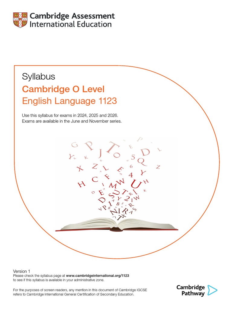 English Language 1123 Syllabus 2024-26 | PDF | Educational Assessment ...