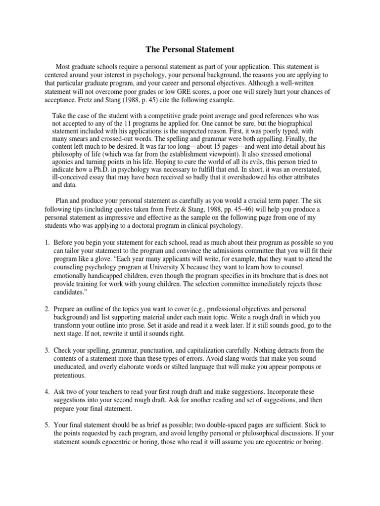 The Personal Statement | PDF | Psychology | Psychotherapy