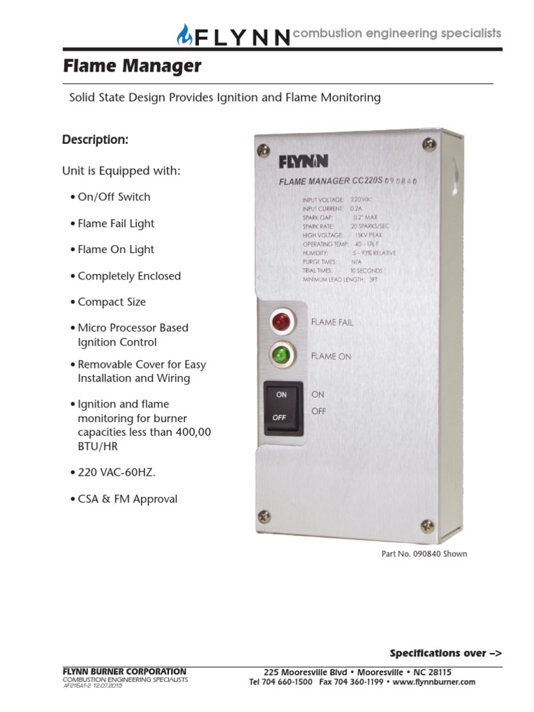 The Flame Manager: A Compact and Microprocessor-Based Ignition and Flame Monitoring System for ...
