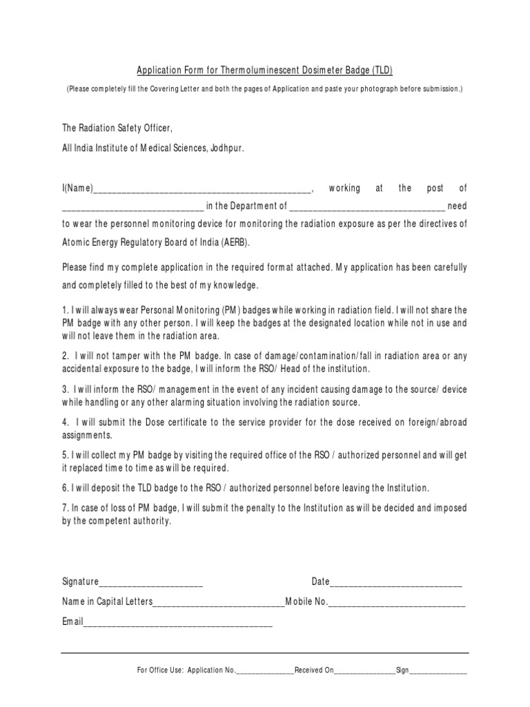 Apply TLD badge | PDF | Radiography | Radiation Therapy