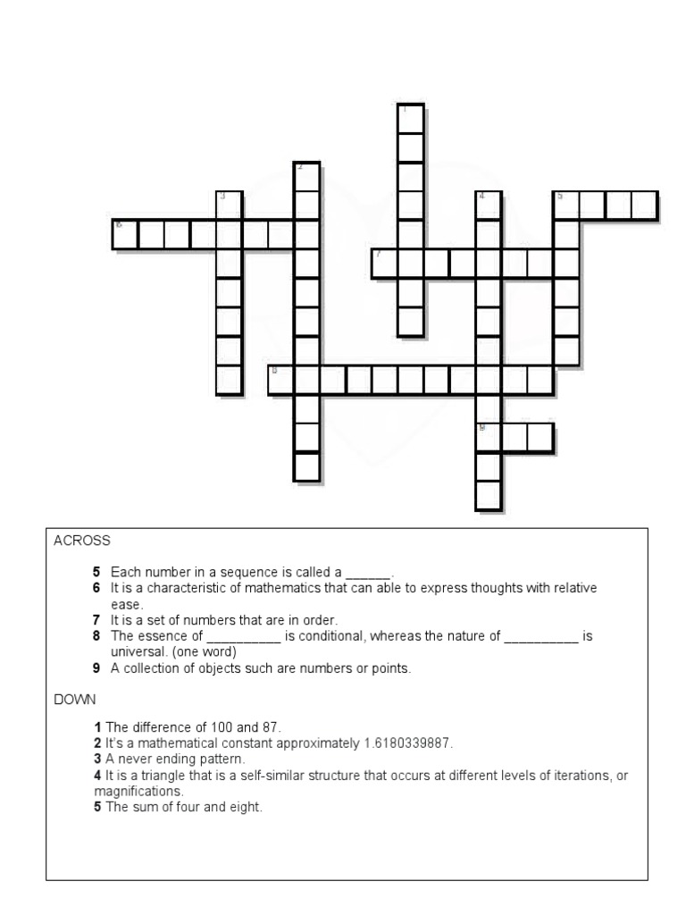 Mathematics in The Modern World Crossword | PDF