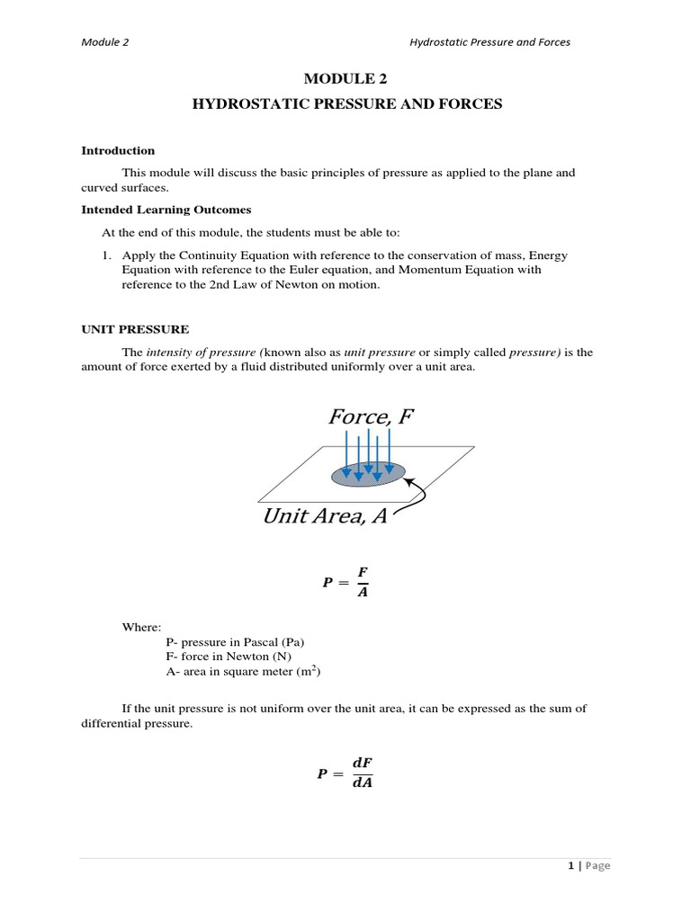 MODULE 2 - Hydraulics (Revised) | PDF | Buoyancy | Pressure Measurement
