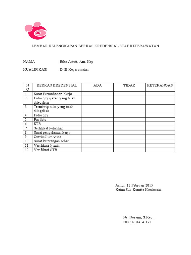 Checlist Staf Keperawatan | PDF