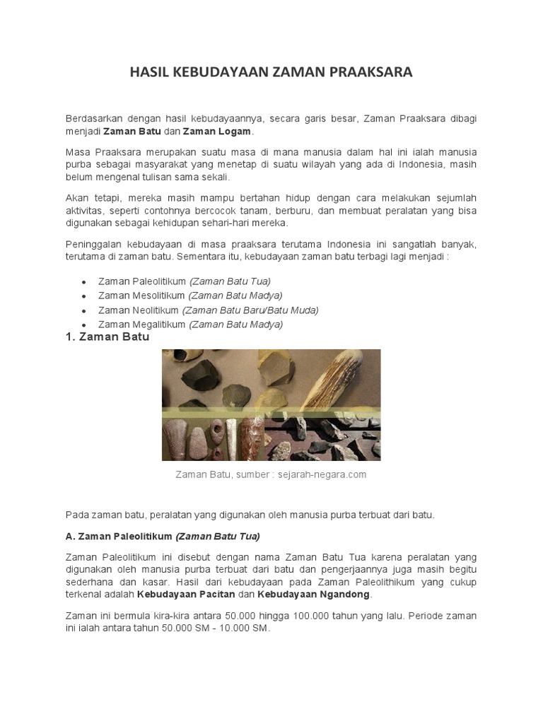Hasil Kebudayaan Zaman Praaksara | PDF
