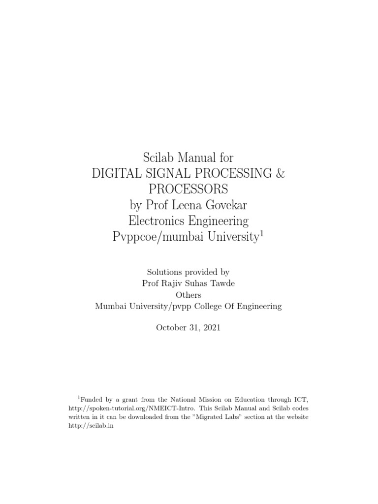 DIGITAL SIGNAL PROCESSING & PROCESSORS - Prof - Leena Govekar | PDF ...
