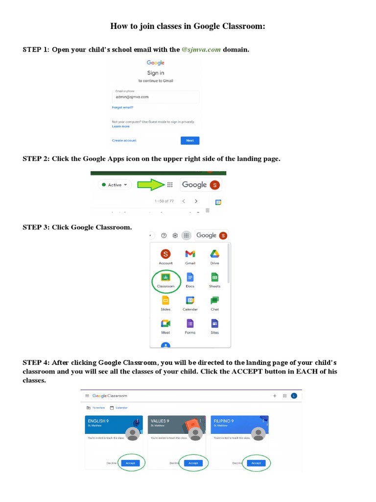 How To Join Classes in Google Classroom | PDF