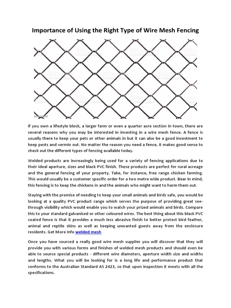 Types of Wire Mesh Fencing Explained | PDF | Computers