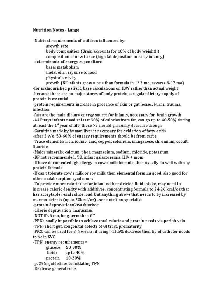 Nutrition Notes | PDF | Human Nutrition | Fat