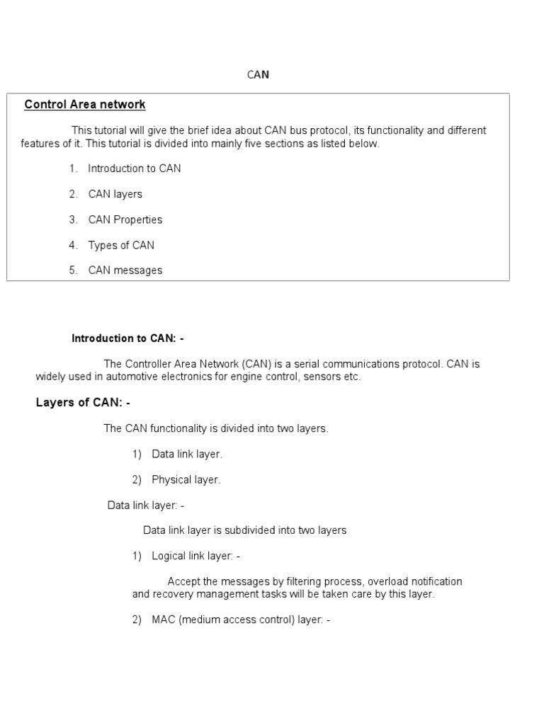 Understanding the Fundamentals of Controller Area Network (CAN ...