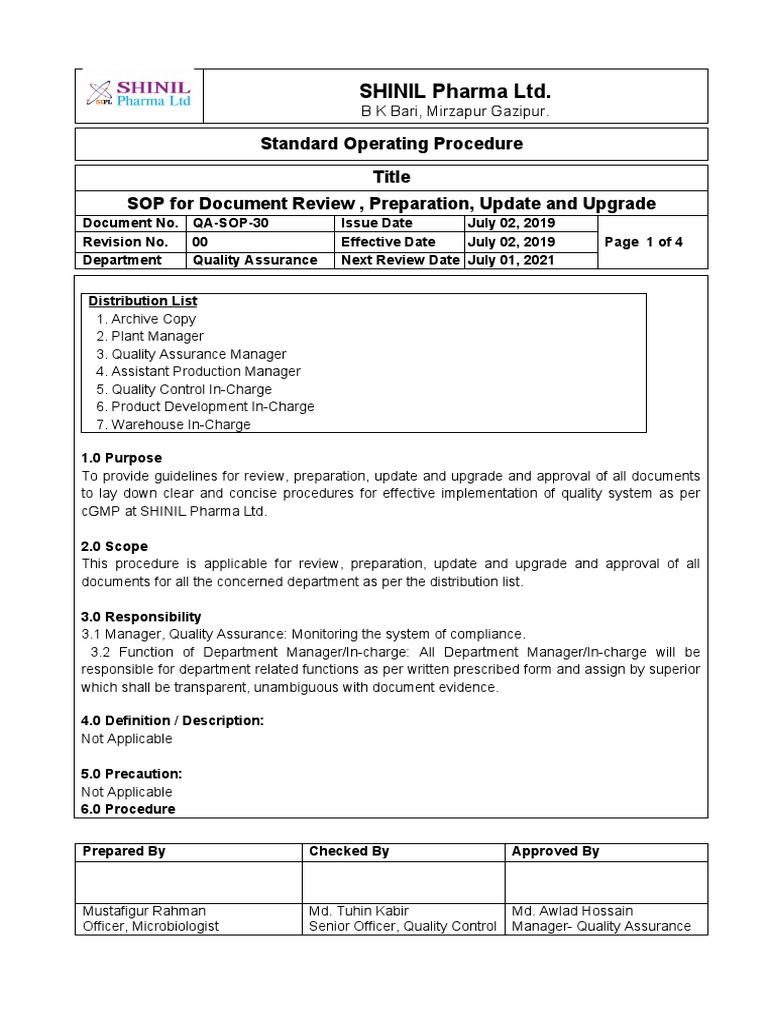 QA SOP 030 Document Review Committee | PDF | Quality Assurance | Business