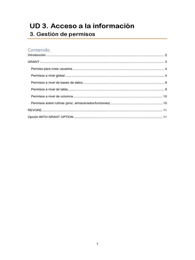 ASGBD. UD3.3. Gestión de Permisos | PDF | SQL | Gestión de datos