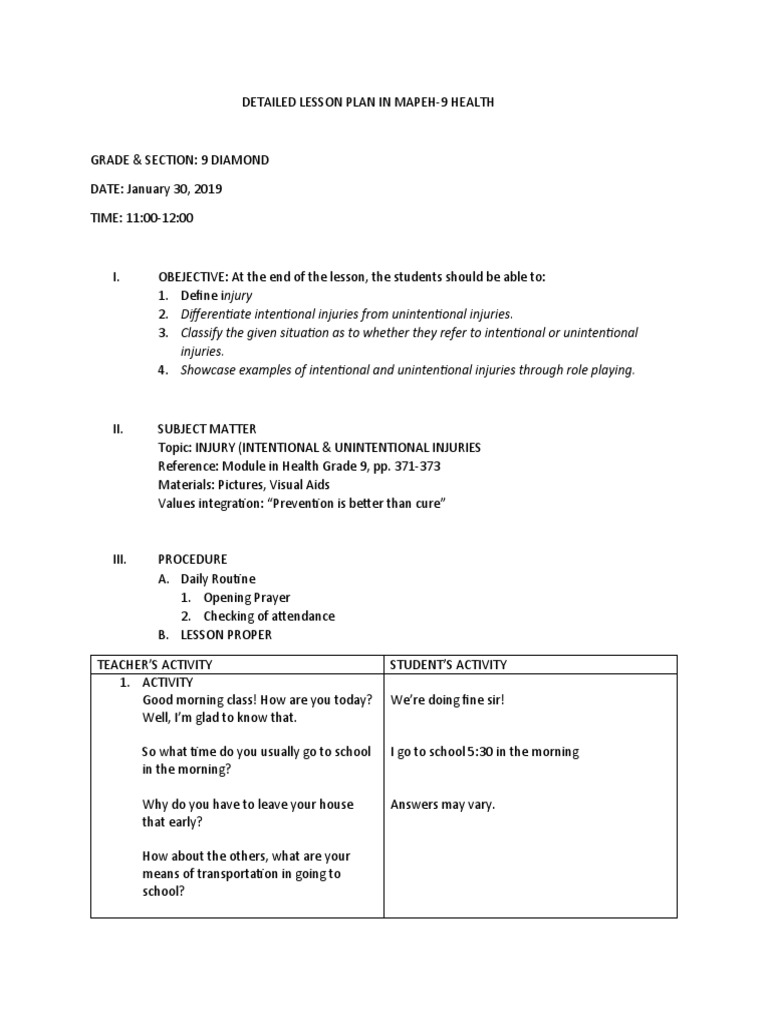 Detailed Lesson Plan in Mapeh | PDF | Lesson Plan