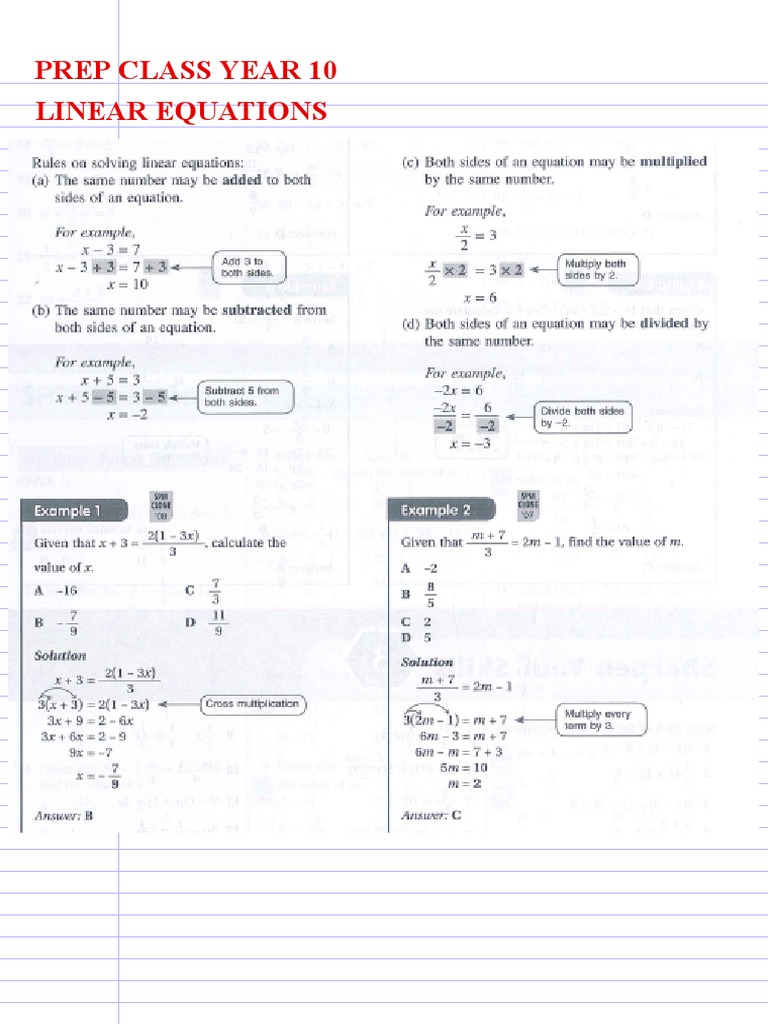 prep-class-year-10-linear-equations-pdf