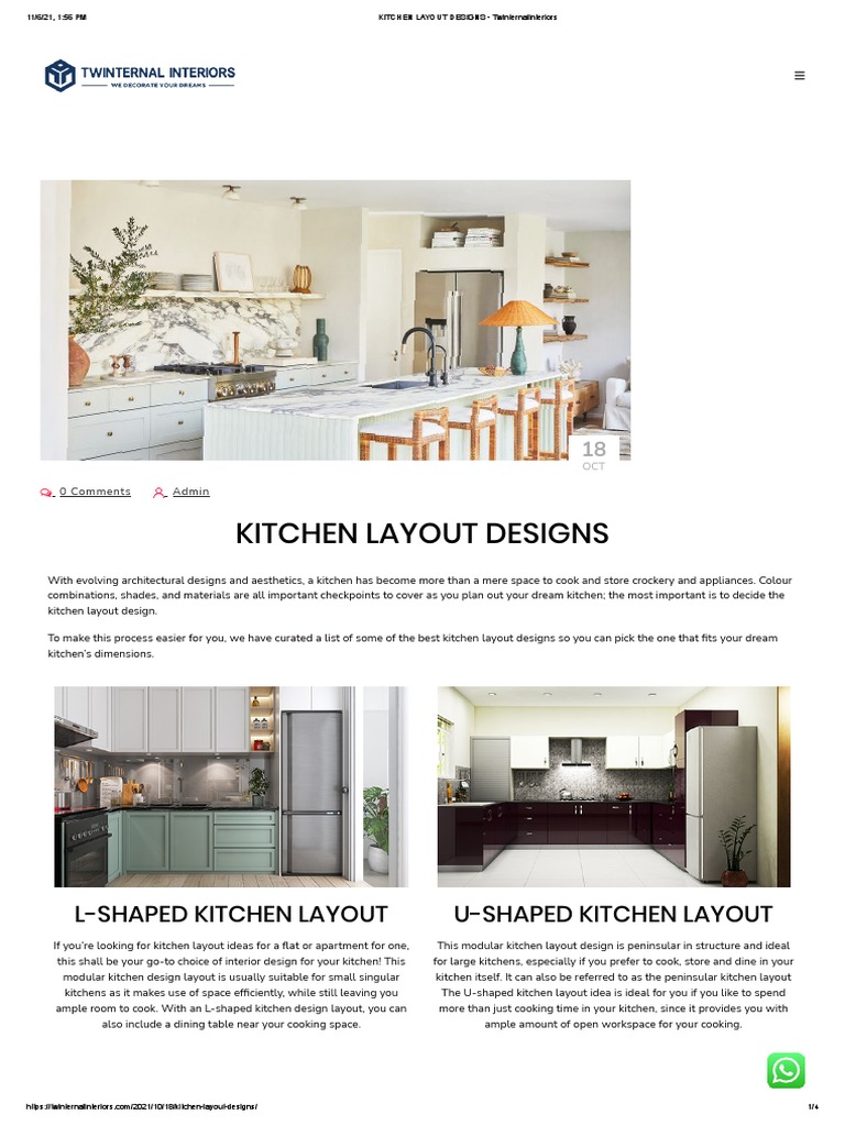 Best Kitchen Layout Design in Bangalore - Twinternal Internal | PDF ...