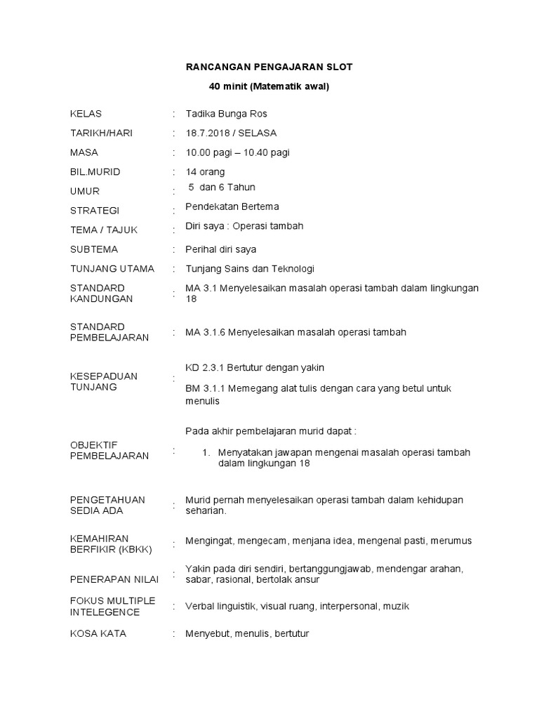 RPH (Sains Awal) | PDF